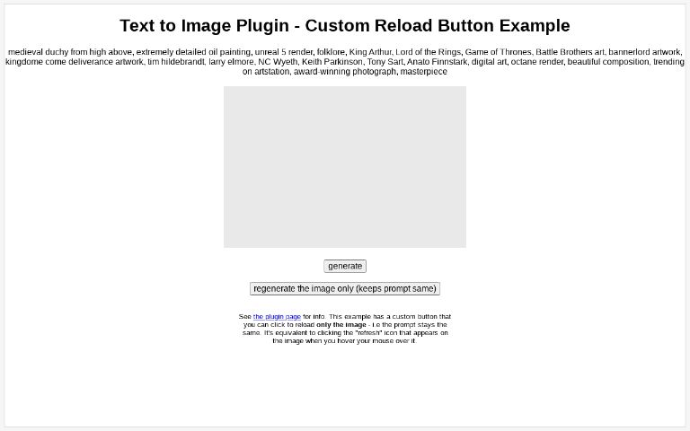Text to Image Plugin - Custom Reload Button Example