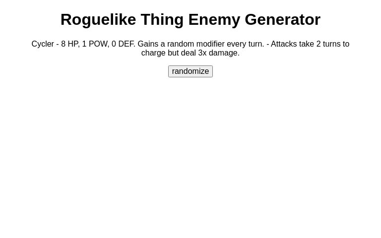 Roguelike Thing Enemy Generator