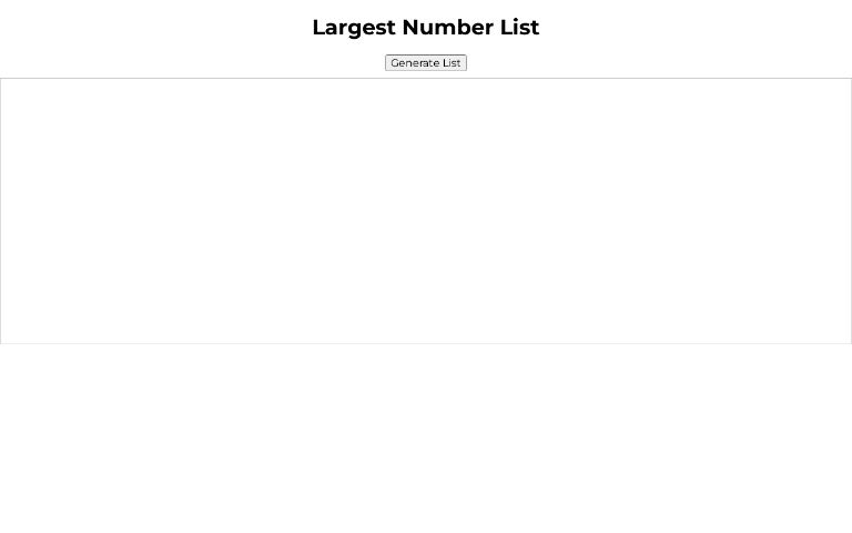 Largest Number List ― Perchance Generator