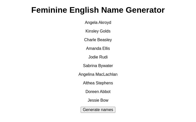 Feminine English Name Generator (W.I.P)