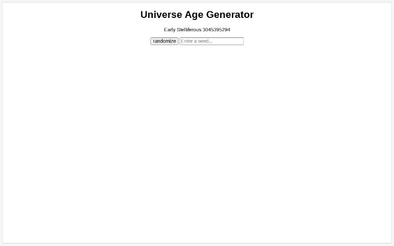 Universe Age Generator