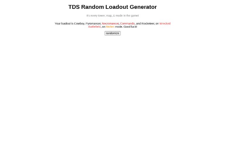 TDS Random Loadout Generator