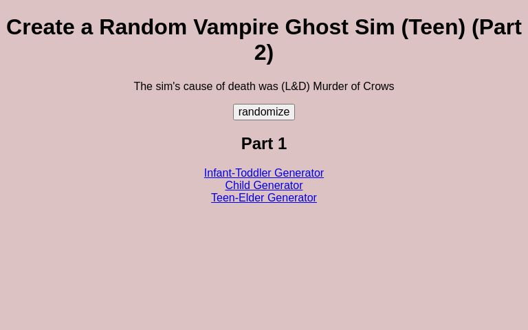 Create a Random Vampire Ghost Sim (Teen) (Part 2) ― Perchance Generator