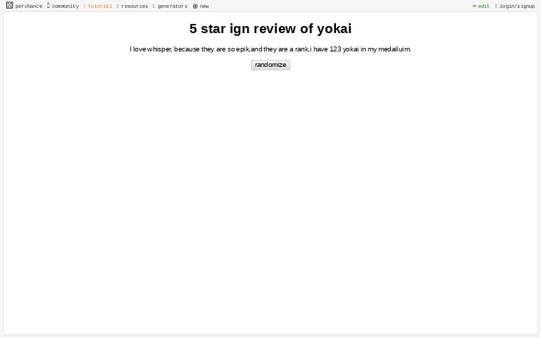 yokai review ― Perchance Generator