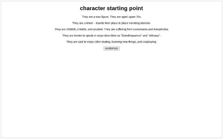 character starting point ― Perchance Generator