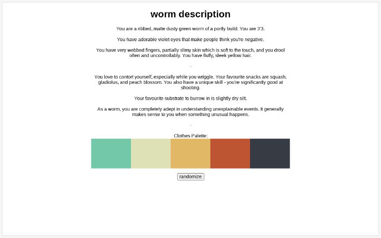 worm description ― Perchance Generator