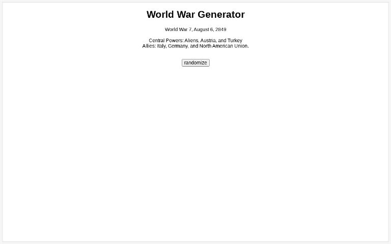 World War Generator
