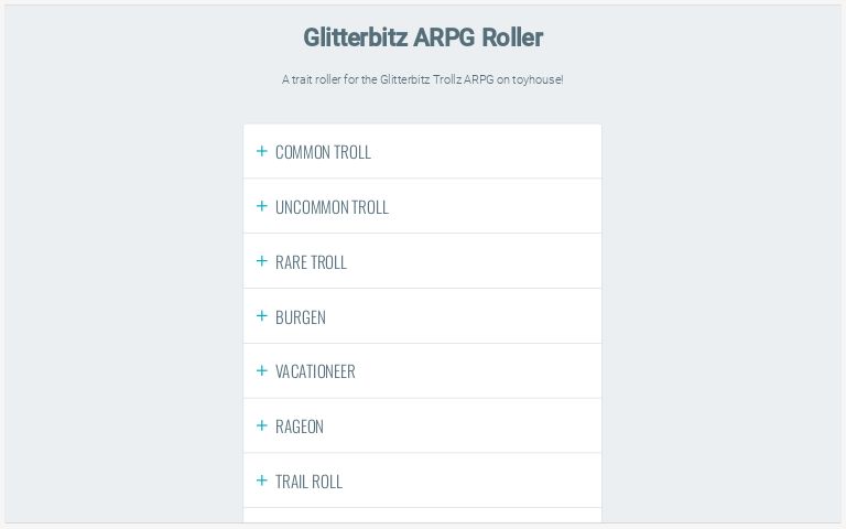 Glitterbitz ARPG Roller ― Perchance Generator