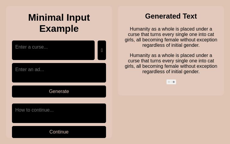 Minimal Input Example ― Perchance Generator