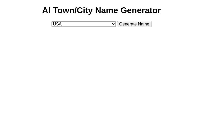 AI Town/City Name Generator