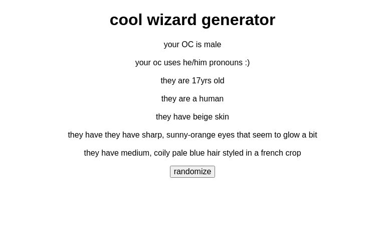 cool wizard generator