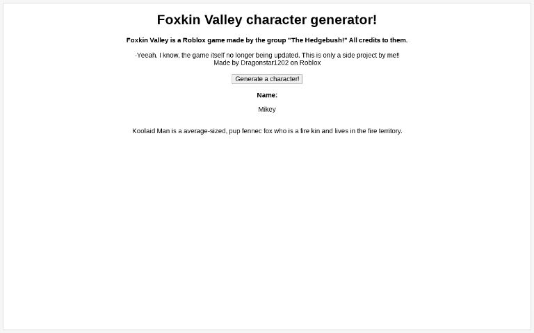 Foxkin Valley character generator!