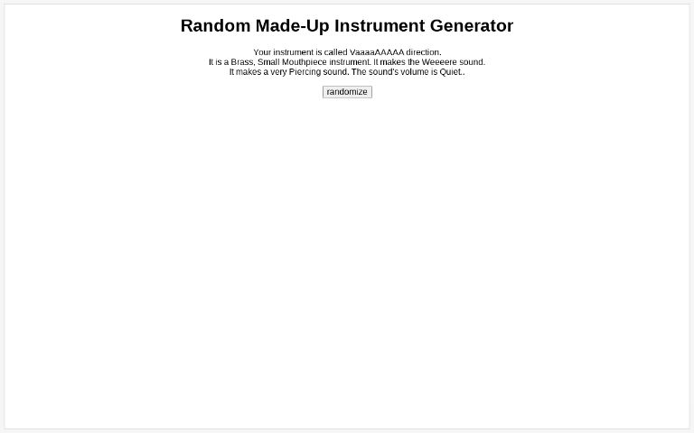 Random Made-Up Instrument Generator