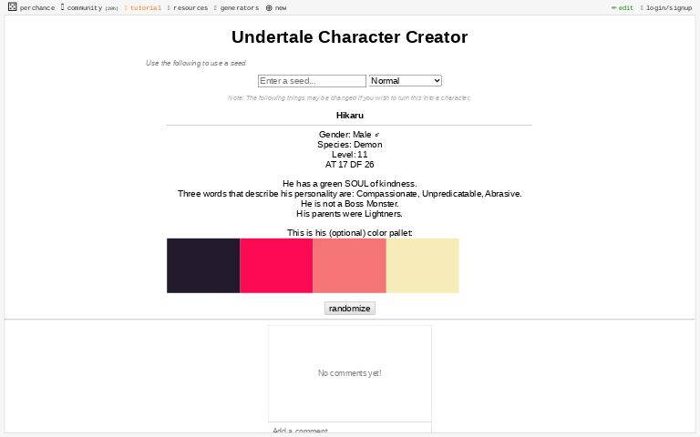 Undertale Character Creator ― Perchance Generator