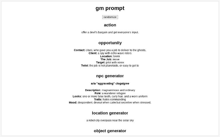 gm prompt ― Perchance Generator