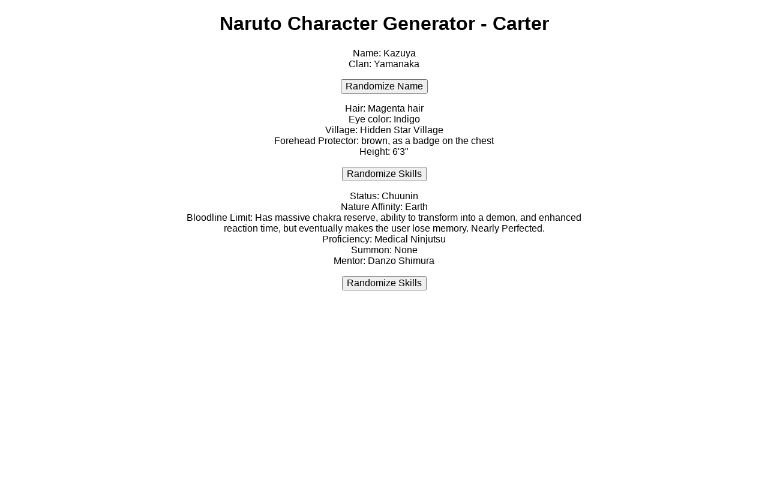Naruto Character Generator - Carter