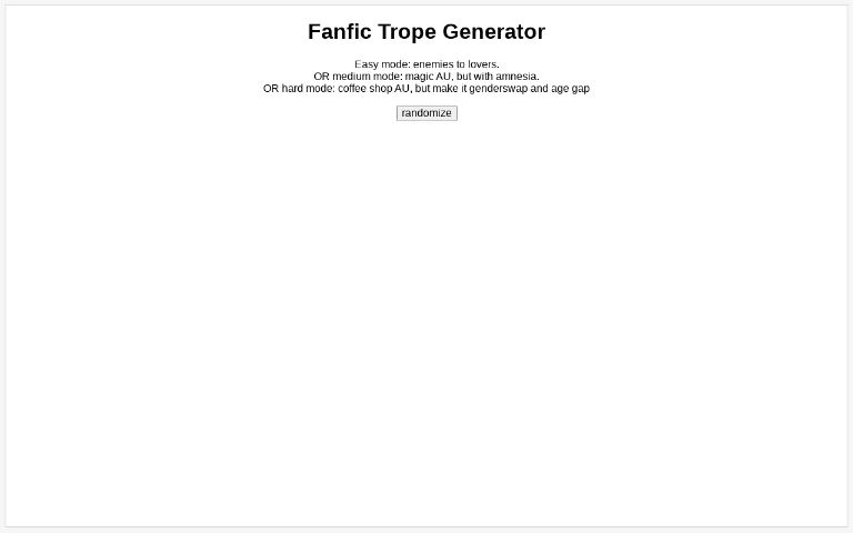 Fanfic Trope Generator