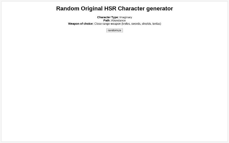 Random Original HSR Character generator
