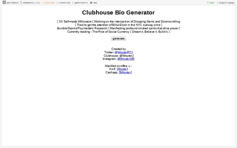 Clubhouse Bio Generator
