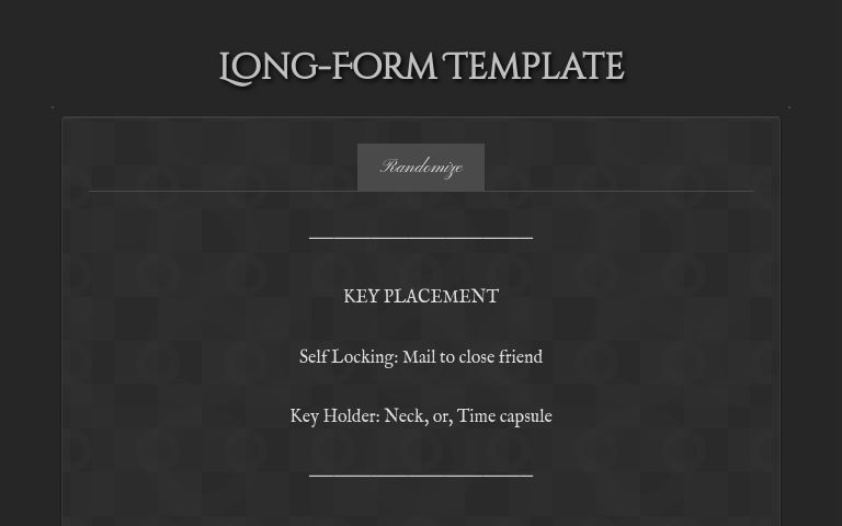 Long-Form Template ― Perchance Generator