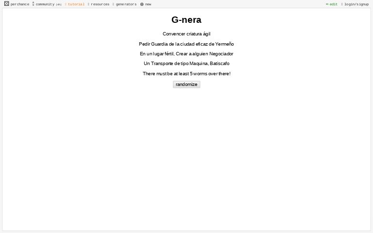 G-nera ― Perchance Generator