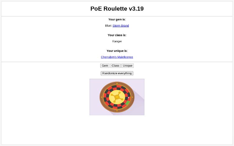PoE Roulette v3.19 ― Perchance Generator