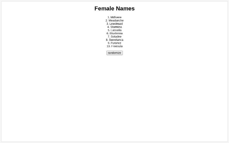 Female Names ― Perchance Generator
