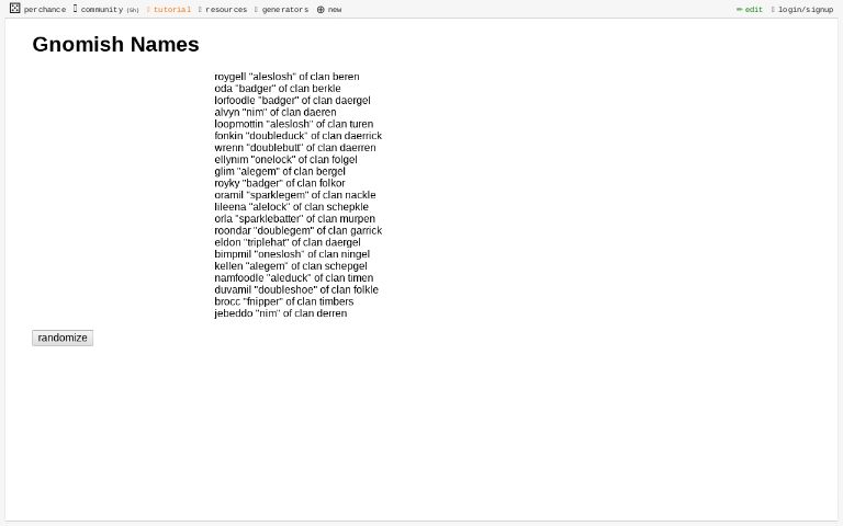 Gnomish Names ― Perchance Generator