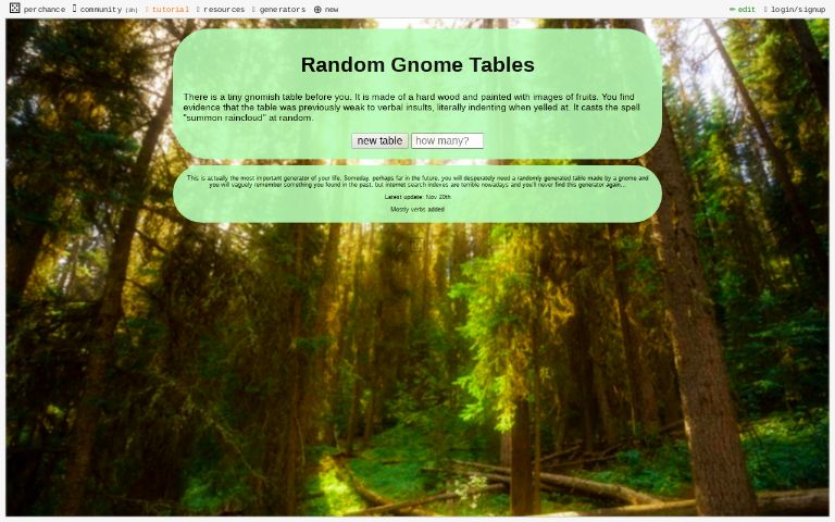 Random Gnome Tables ― Perchance Generator