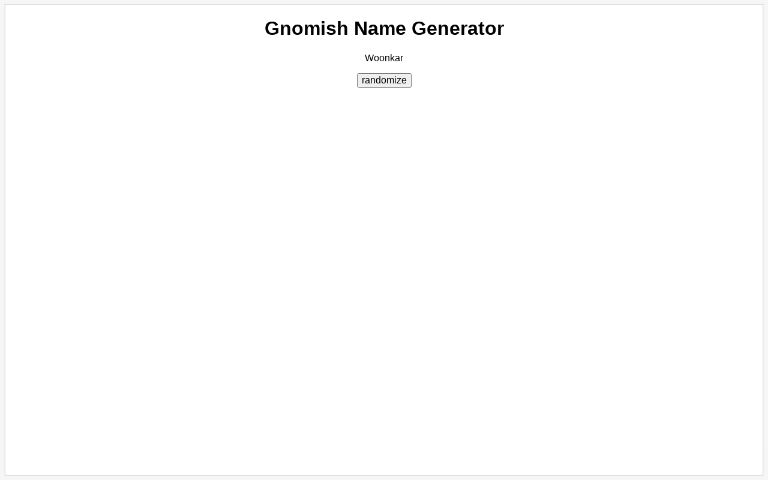 Gnomish Name Generator