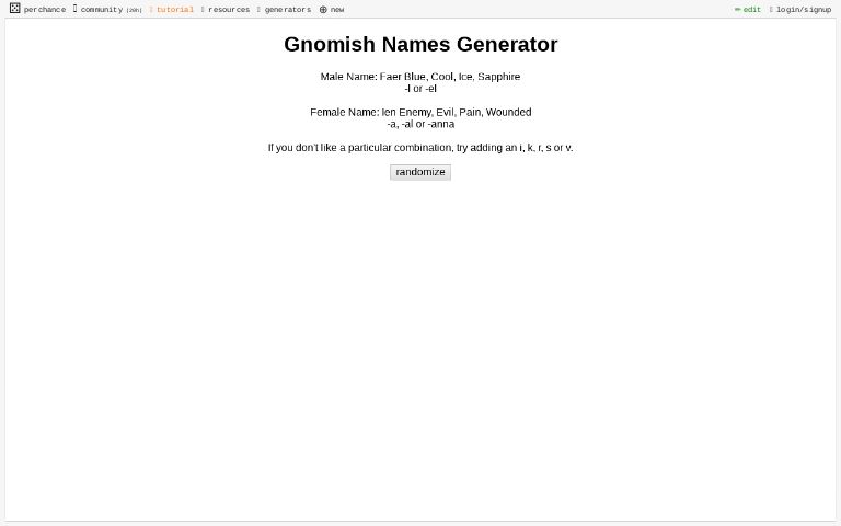 Gnomish Names Generator