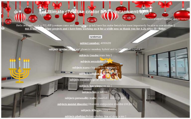 Ultimate creature Contanment facility ― Perchance Generator