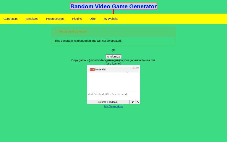 Random Video Game Generator