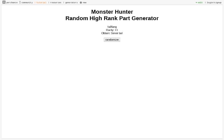 Monster Hunter Random High Rank Part Generator