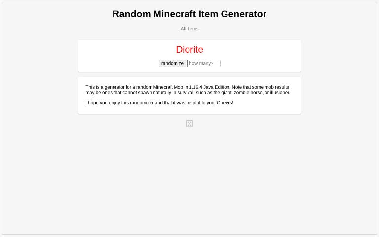 Random Minecraft Item Generator