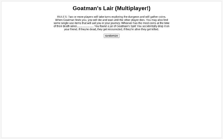 Goatman's Lair (Multiplayer!) ― Perchance Generator