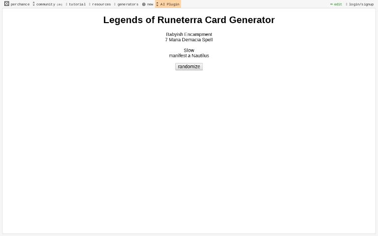 Legends of Runeterra Card Generator