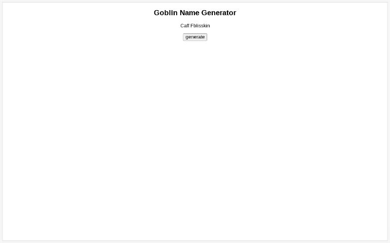 Goblin Name Generator