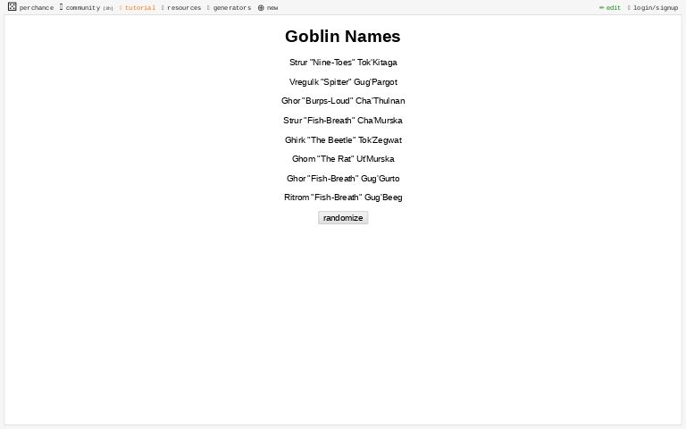 Goblin Names ― Perchance Generator