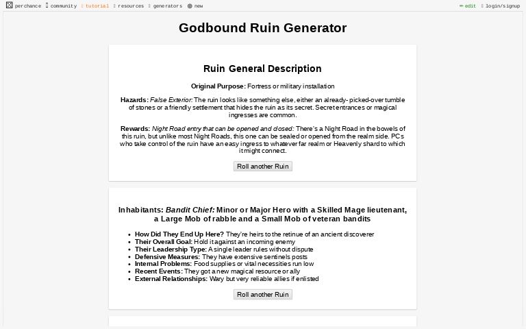 Godbound Ruin Generator