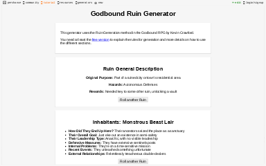 Godbound Ruin Generator