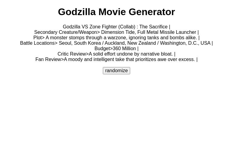 Godzilla Movie Generator