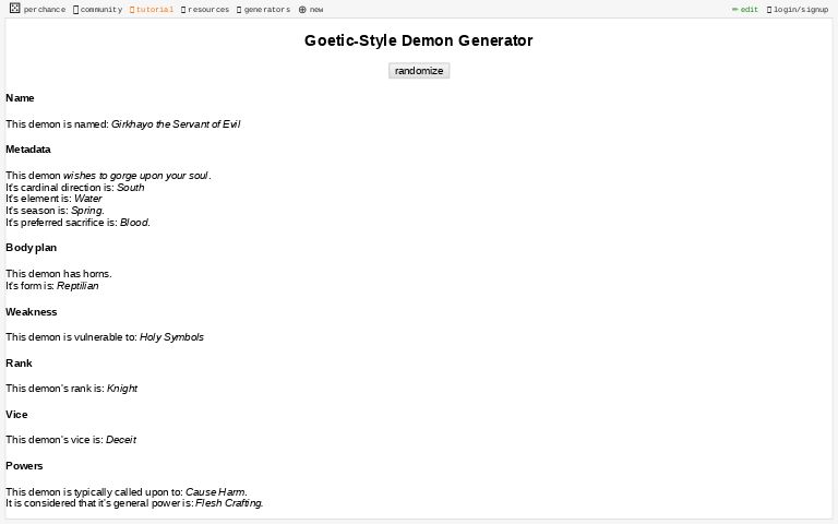 Goetic-Style Demon Generator
