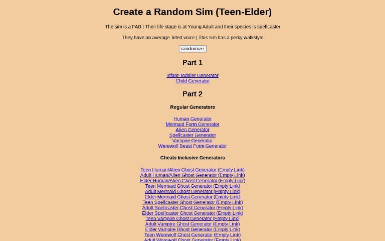 Create a Random Sim (Teen-Elder) ― Perchance Generator