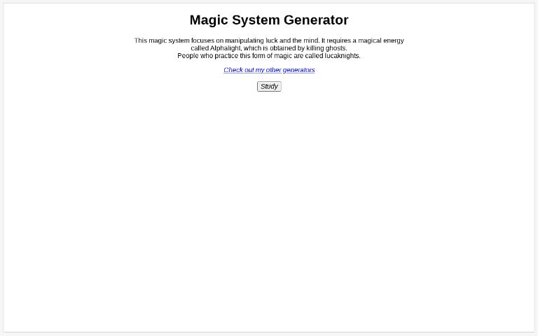 Magic System Generator