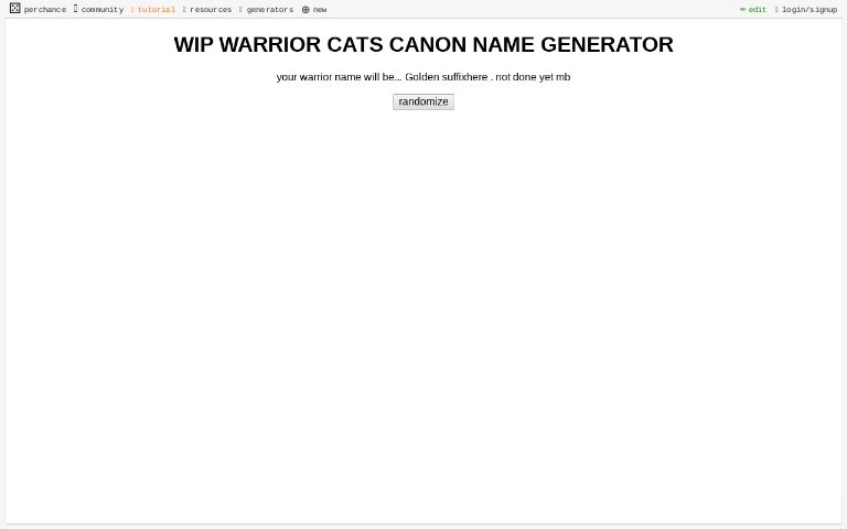 WIP WARRIOR CATS CANON NAME GENERATOR