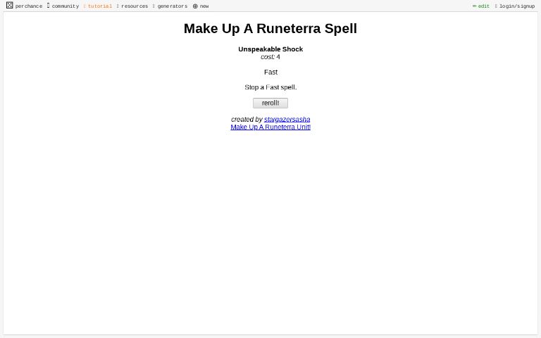Make Up A Runeterra Spell ― Perchance Generator