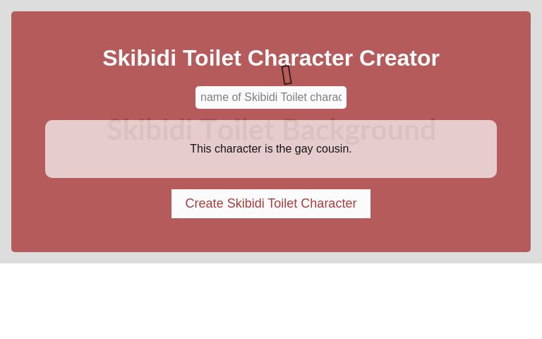 Skibidi Toilet Character Creator ― Perchance Generator