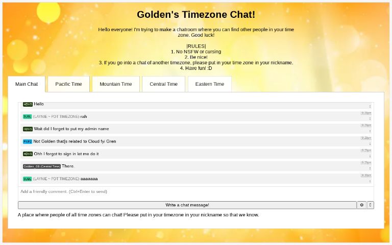 Golden's Timezone Chat!