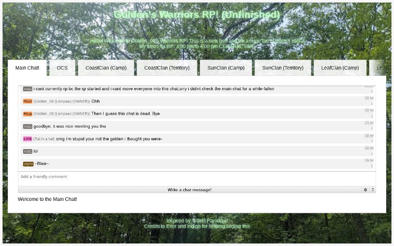 Golden's Warriors RP! (Unfinished) ― Perchance Generator